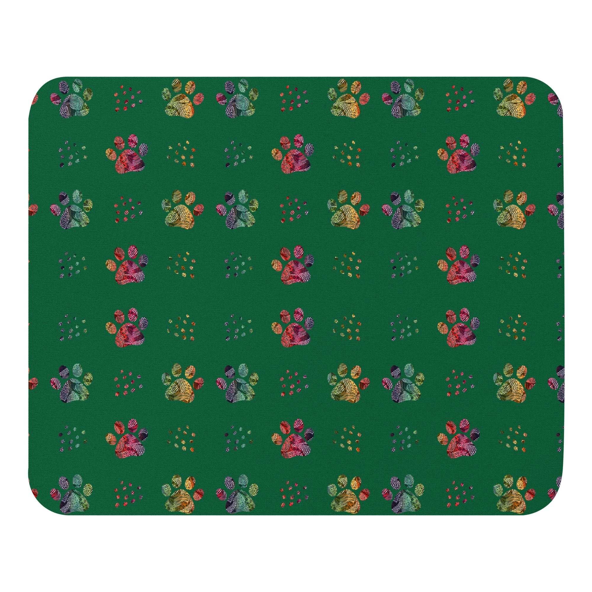 Dark Green Paw Prints Mouse Pad | Doggy Love And More – DoggyLoveandMore